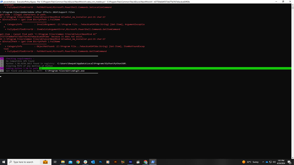 Problem installing Neonmind AI - AI Tools - AEJuice